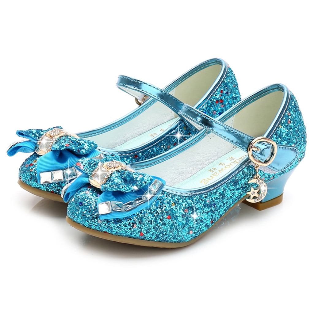 ATOGUTA Kids Dress Shoes Girls Sequined Crystal Shoes Low Heel Princess ...