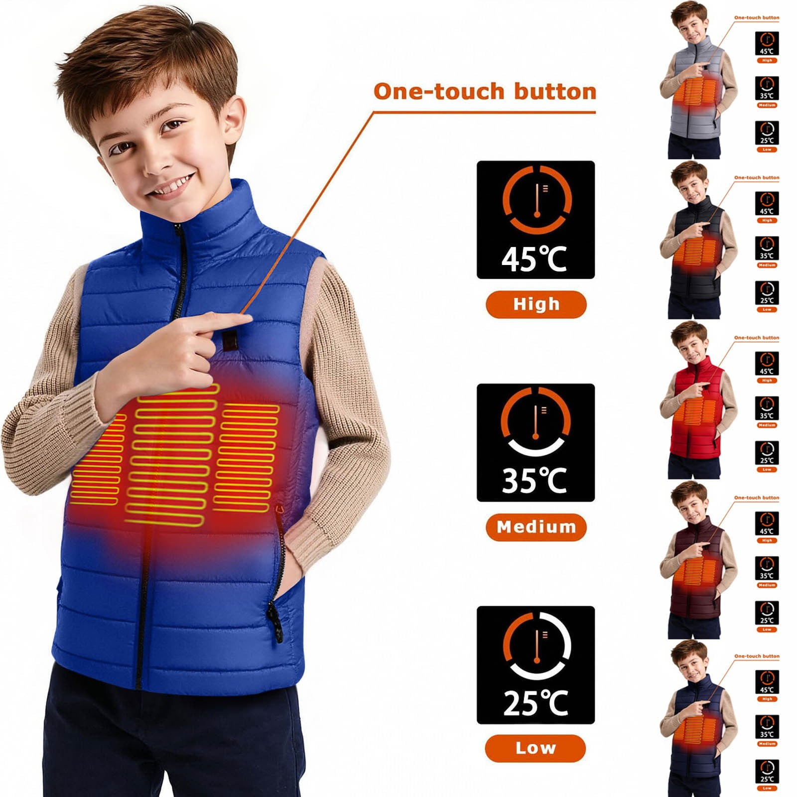 ATOGUTA Kids Heated Vest Lightweight Electric Heating Puffer Vest（No ...