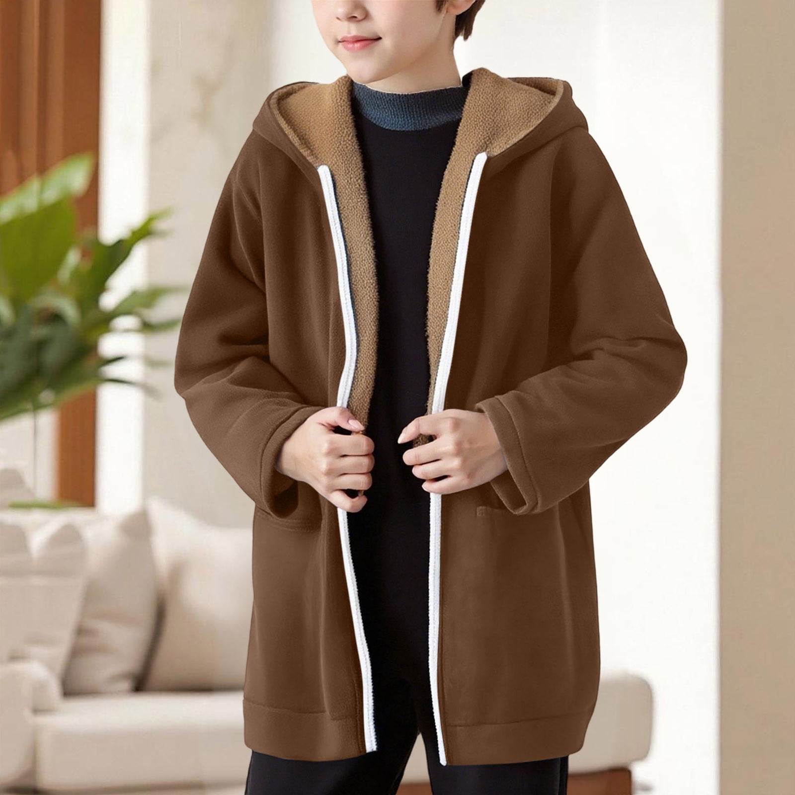 ATOGUTA Kids Jackets Boys Kids Zip Up Hooded Coat Fall Winter Outerwear ...