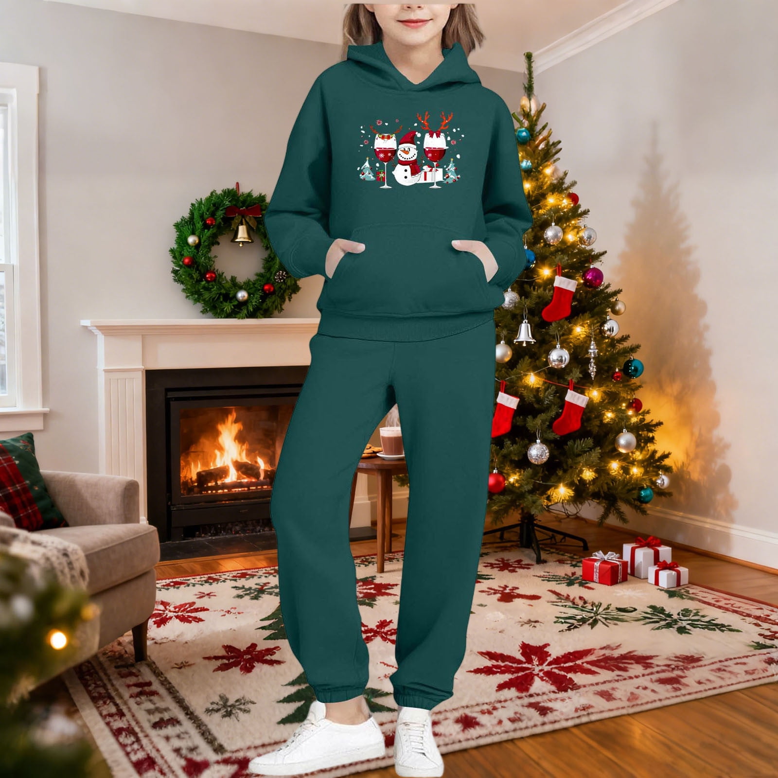 ATOGUTA Kids Outfits Girls Tracksuit Christmas Hoodie Sweatshirt and ...