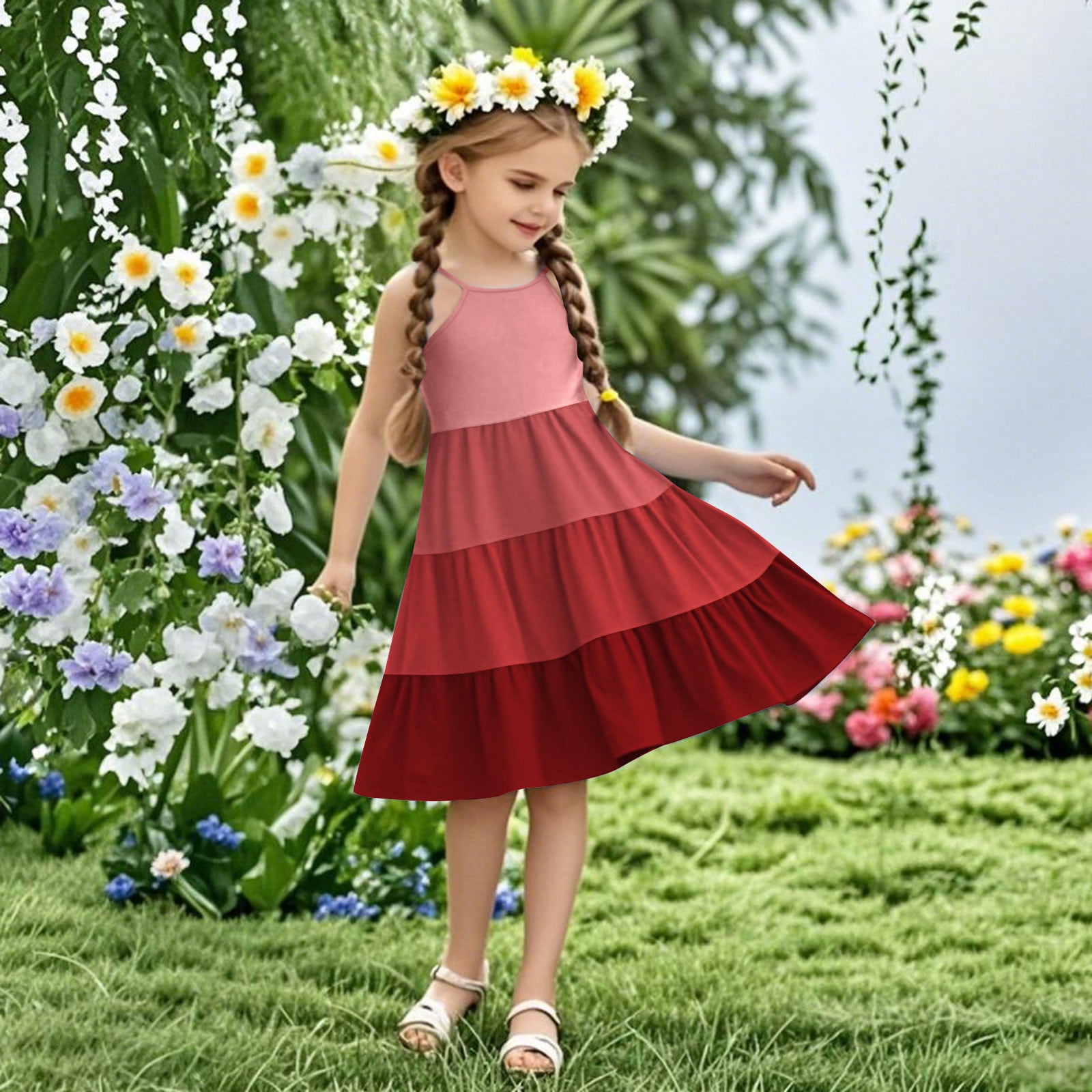 ATOGUTA Kids Prom Dresses Sleeveless Summer Cami Dress Kids Casual ...