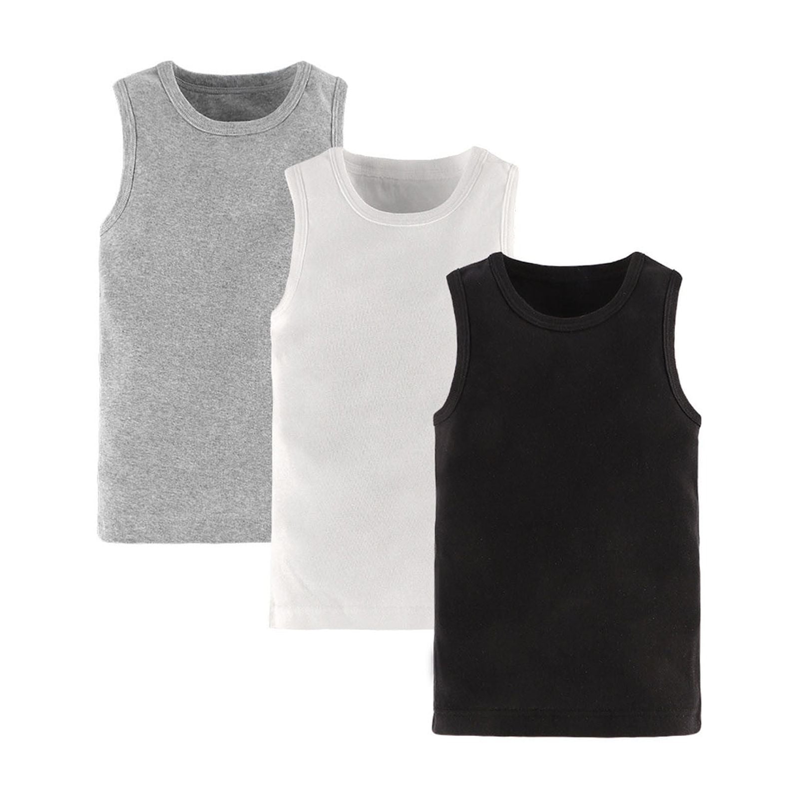 ATOGUTA Kids Tank Tops Black 3 Pack Kids Cotton Undershirts Tees ...