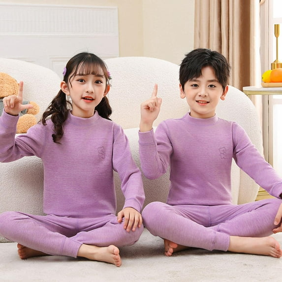 ATOGUTA Kids Thermal Underwear Thermals Top and Bottom Set Boys Girls ...