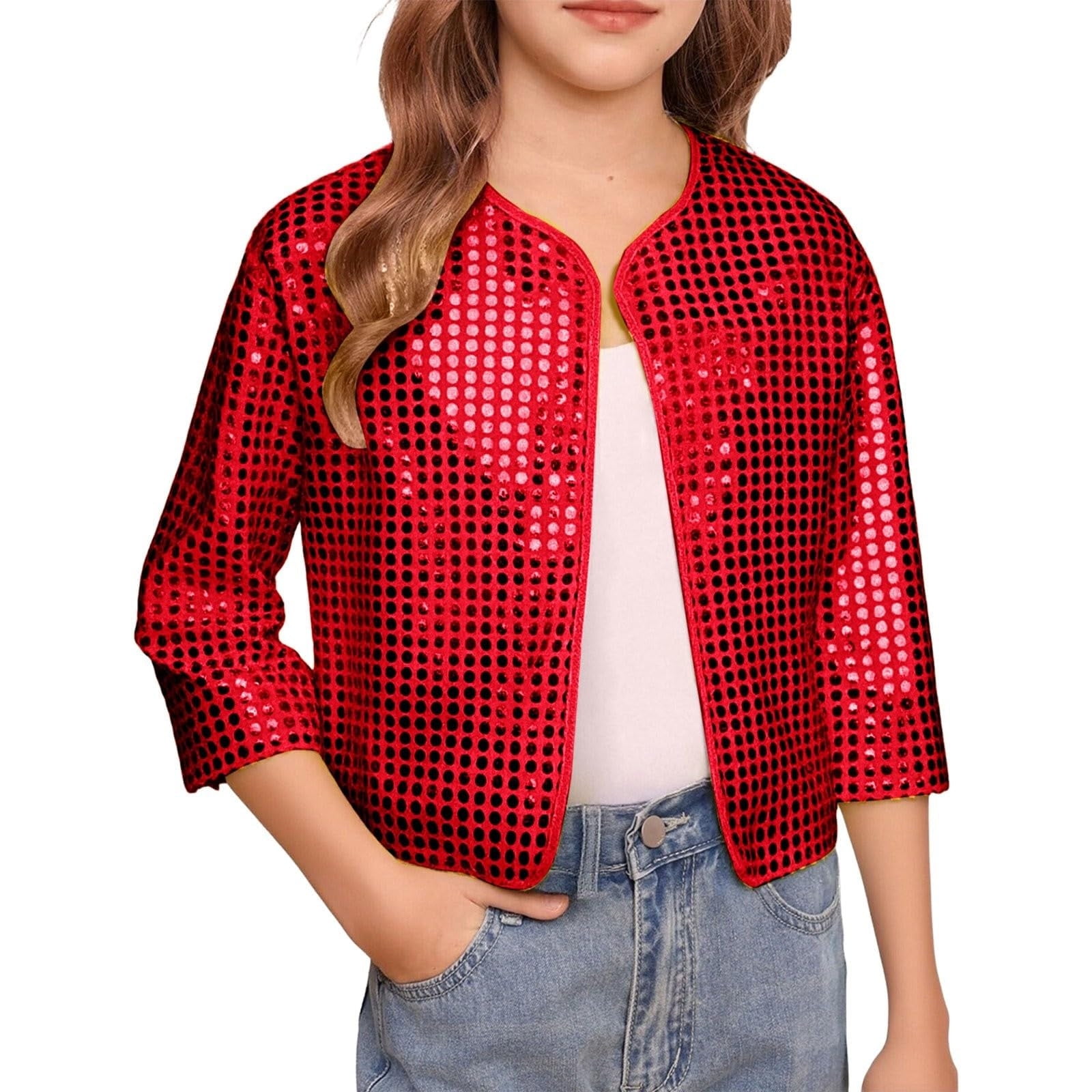 ATOGUTA Light Jackets For Girls Kids Sequin Long Sleeved Casual Jacket ...
