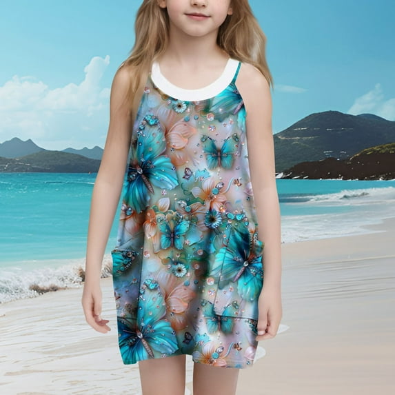 ATOGUTA Long Dresses for Kids with Pockets A-line Dress Sundress Casual ...