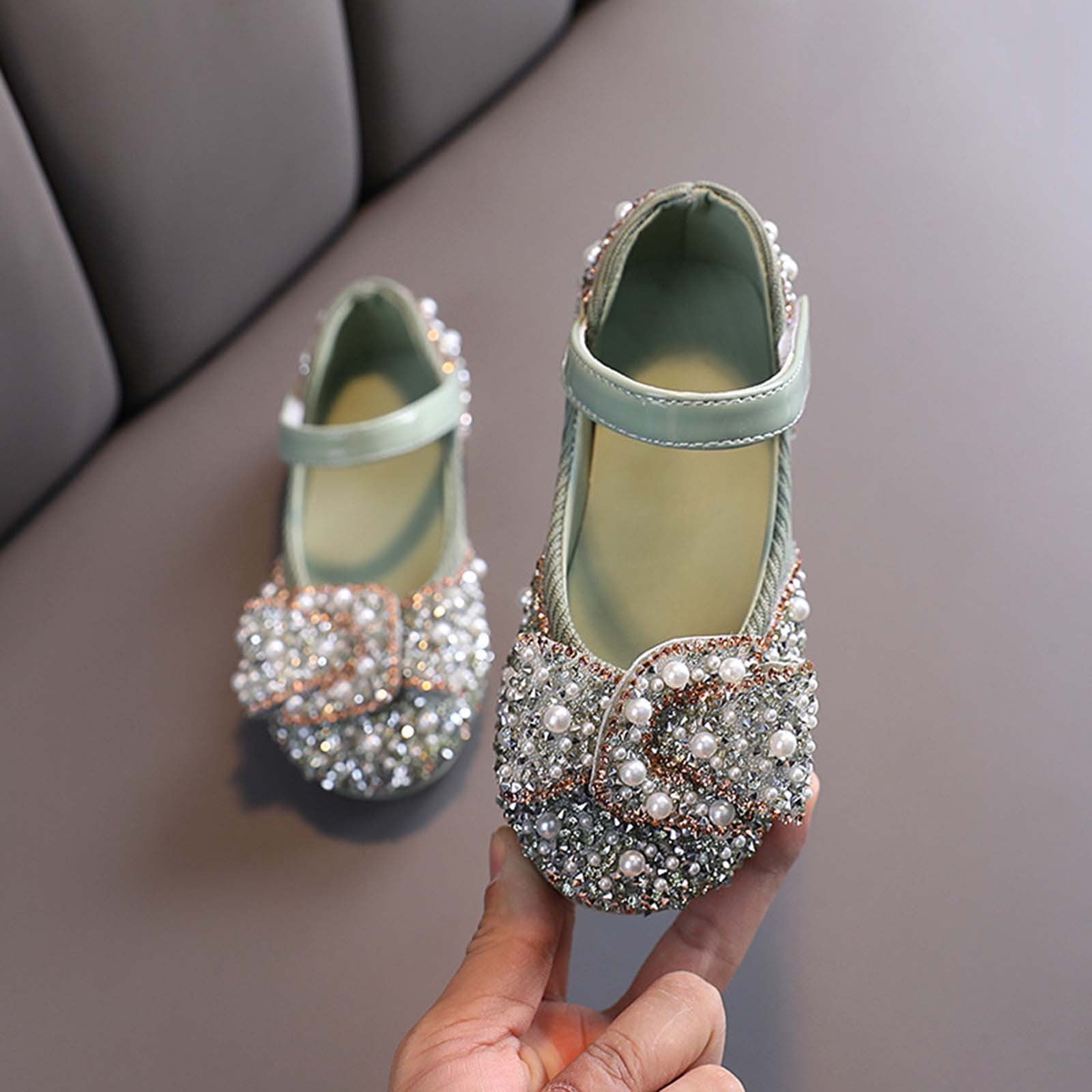 ATOGUTA Mary Janes for Girls Sequins Dress Shoes Ballet Flats Flower ...