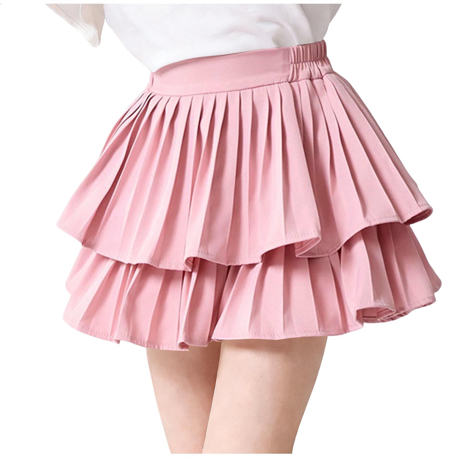 ATOGUTA Mini Skirts for Girls Pink Elastic High Waist A-Line Short Mini ...