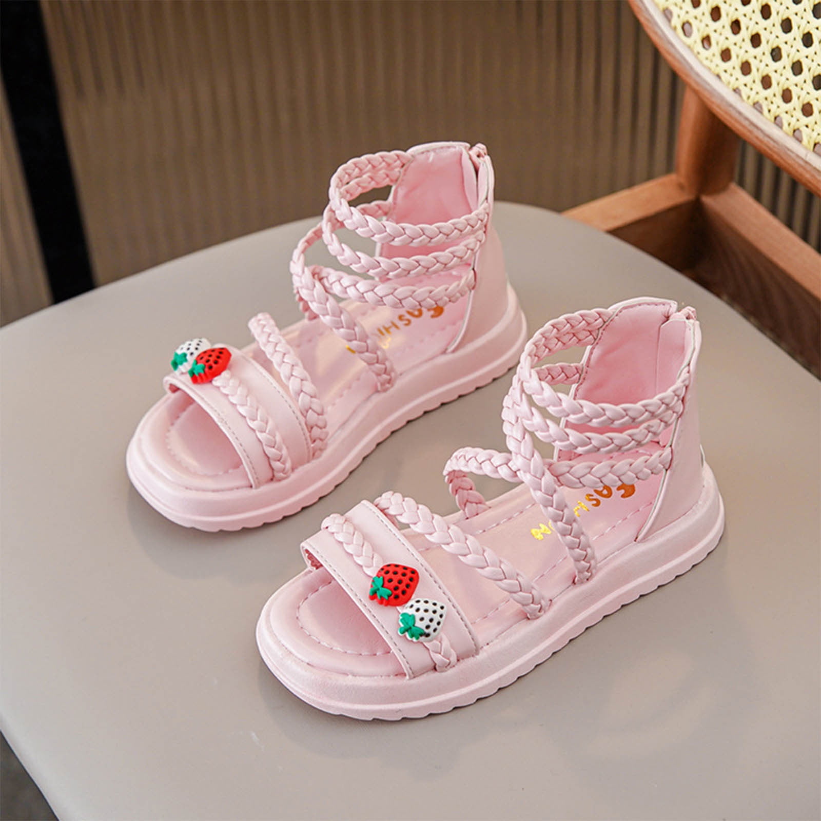 ATOGUTA Open Toe Sandals for Girls Pink Strappy Open Toe Outdoor Flats ...