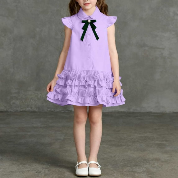 ATOGUTA Pencil Dress Girls A-line Swings Tiered Casual Skirt Lapel ...