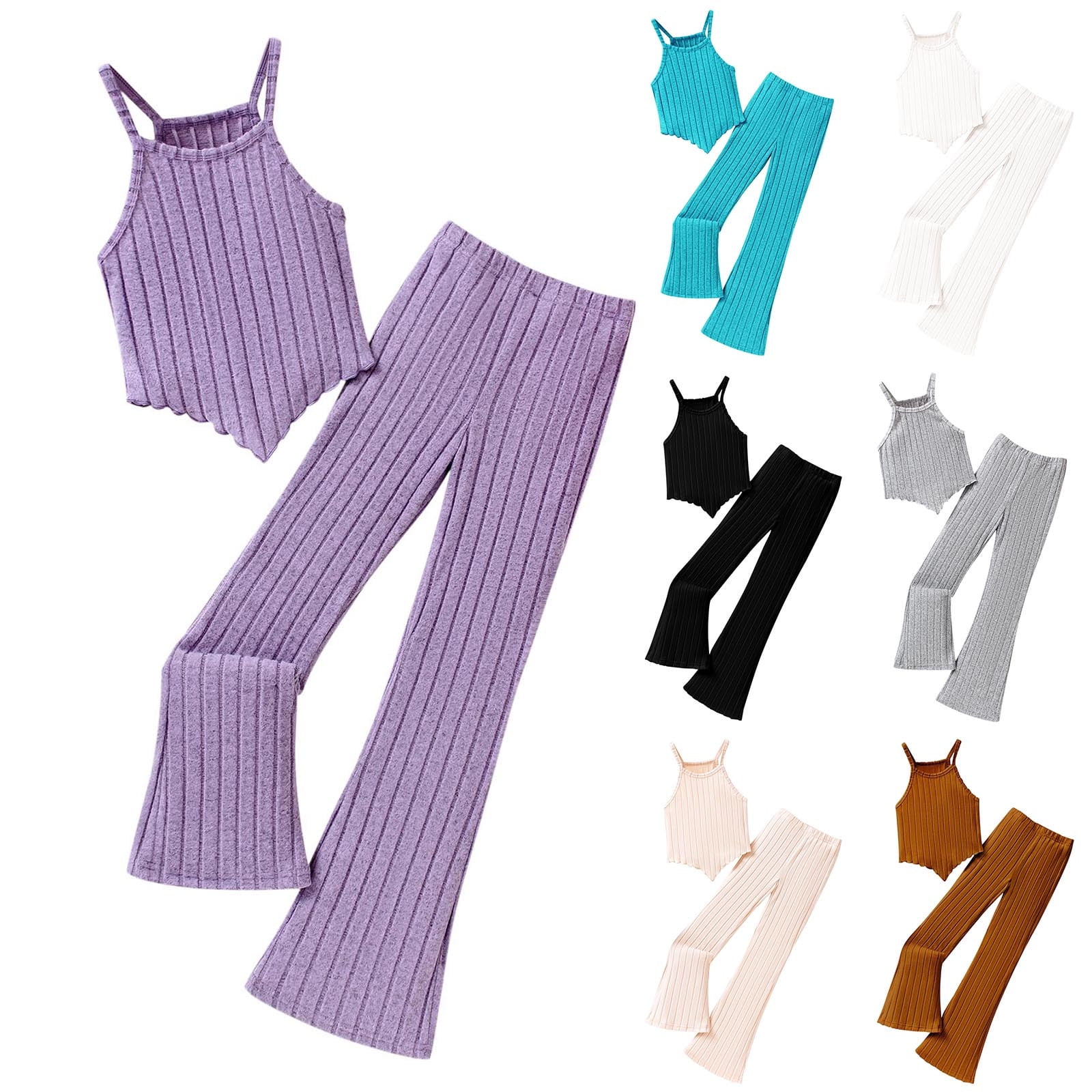 ATOGUTA Preppy Outfits for Girls Casual Tank Top and Flared Pants ...