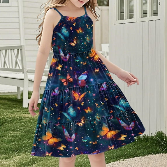 ATOGUTA Princess Dresses for Girls Sleeveless Cami Dress Kids Casual ...