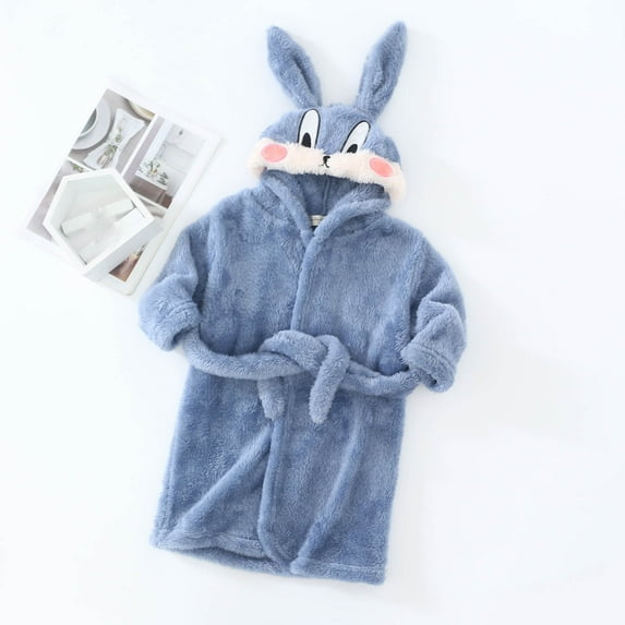 ATOGUTA Robes for Girls Boys Fleece Robe Soft Hooded Bathrobe Pajamas ...