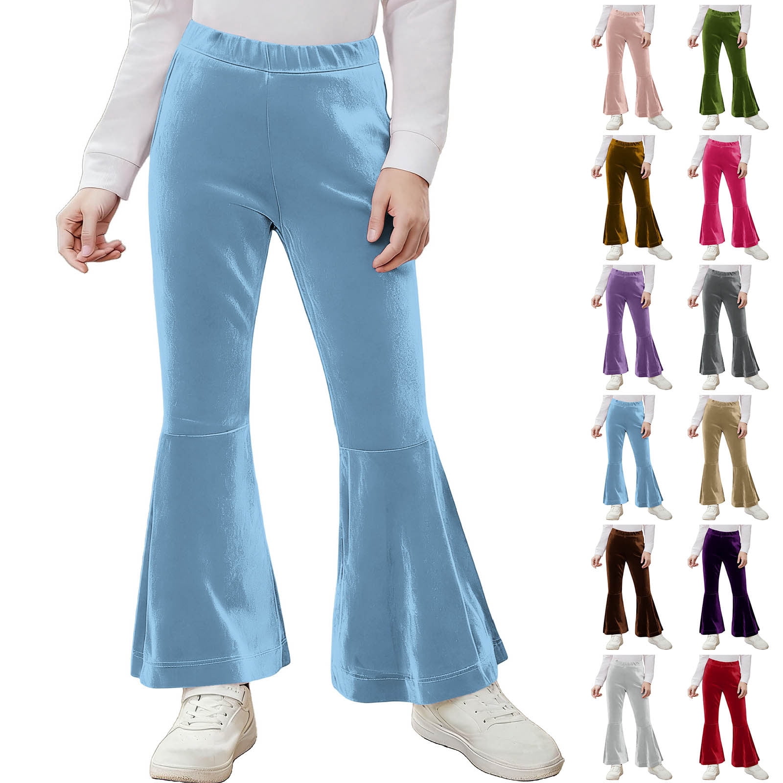 ATOGUTA School Uniform Pants For Girls High Waisted Casual Stretchy ...