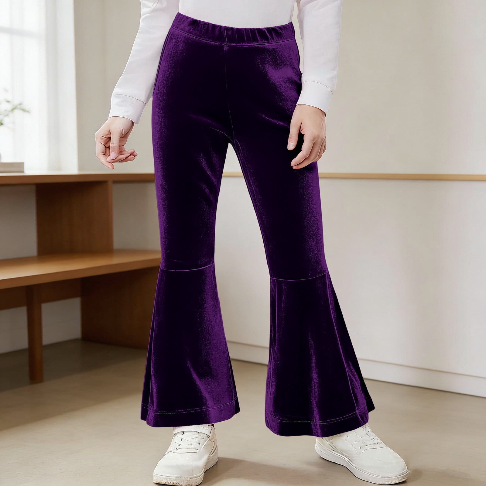 ATOGUTA School Uniform Pants For Girls High Waisted Casual Stretchy ...