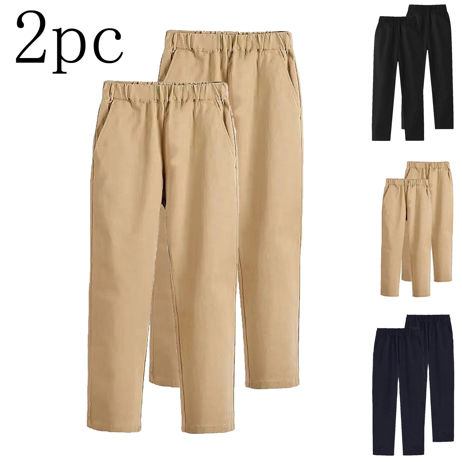 ATOGUTA School Uniforms for Boys Pants Size 3T-14 2 Pack Kids Elastic ...