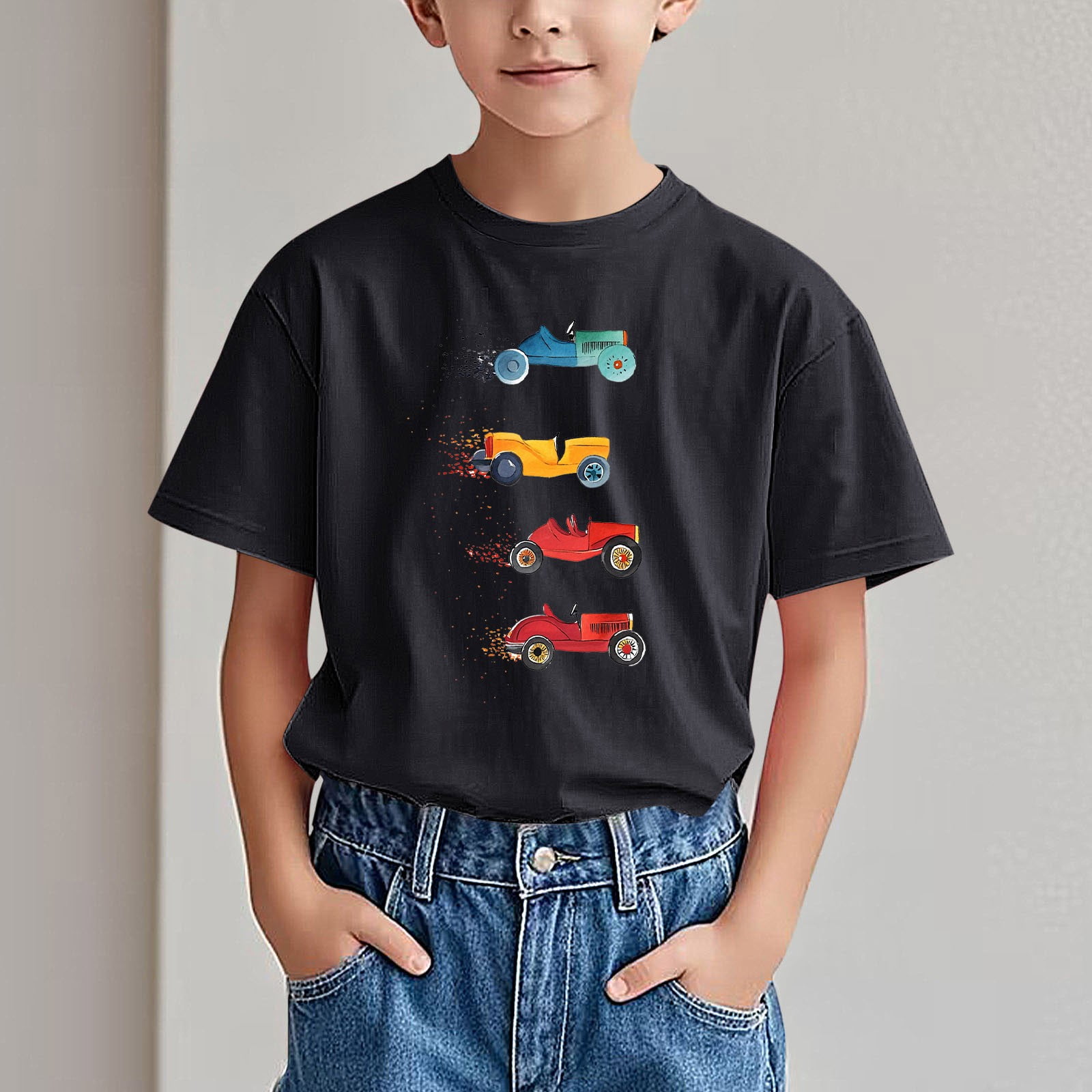 ATOGUTA Shirt for School Uniform for Boys Black Short Sleeve Kids ...