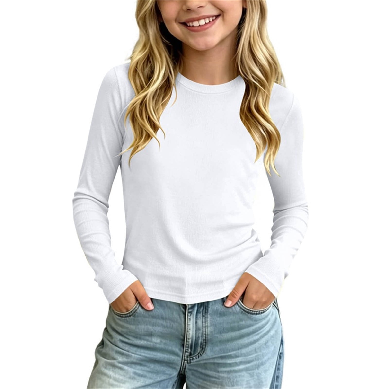 ATOGUTA Shirts for Girls Casual Long Sleeve T Shirts Kids Crewneck Tops ...