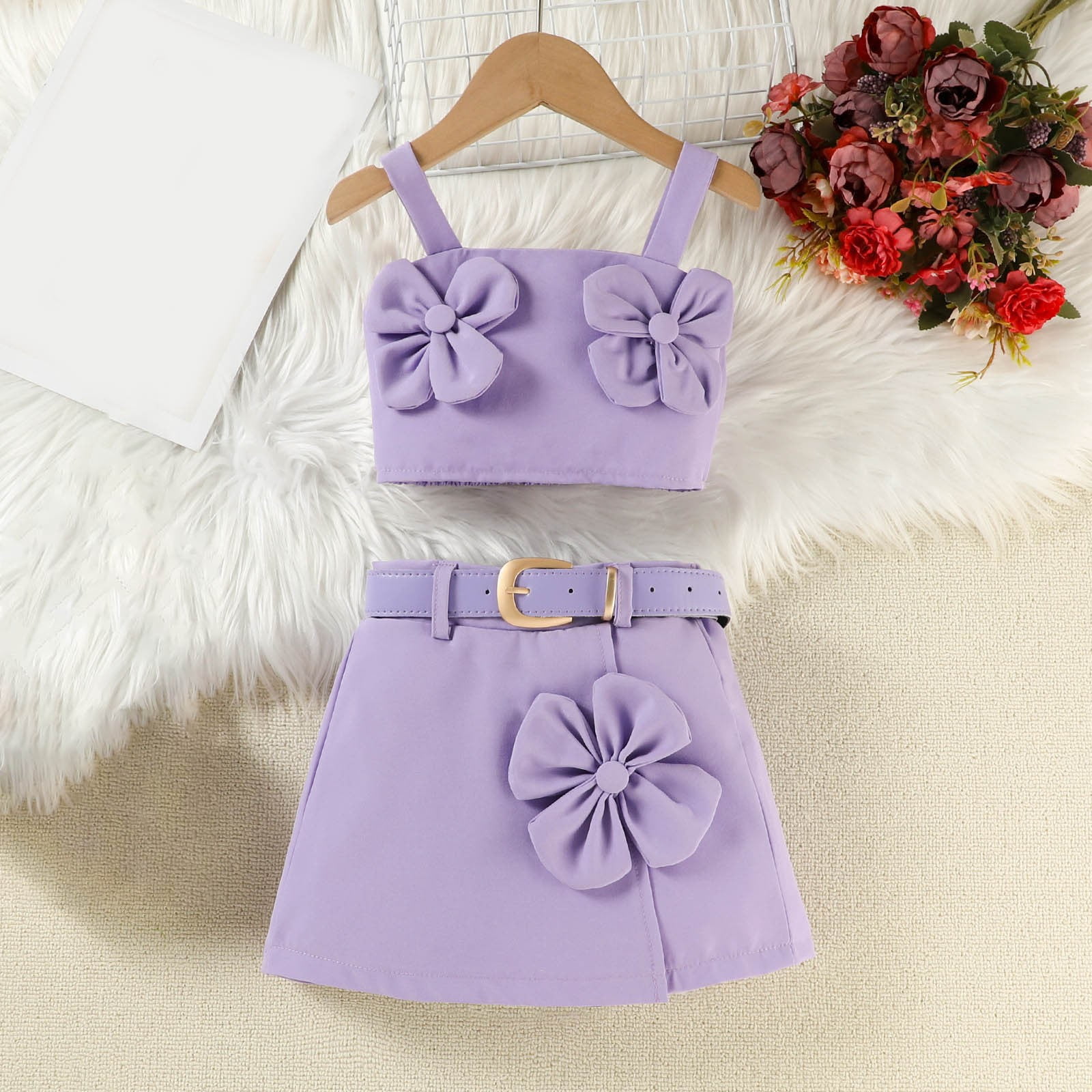ATOGUTA Size 1-8 Years Girl's Summer Clothes Cami Crop Top and A Line ...