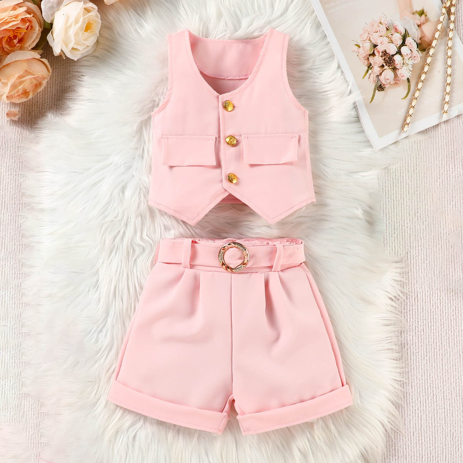 ATOGUTA Size 1-8 Years Girls 3 Piece Sets Sleeveless Tank Tops and ...