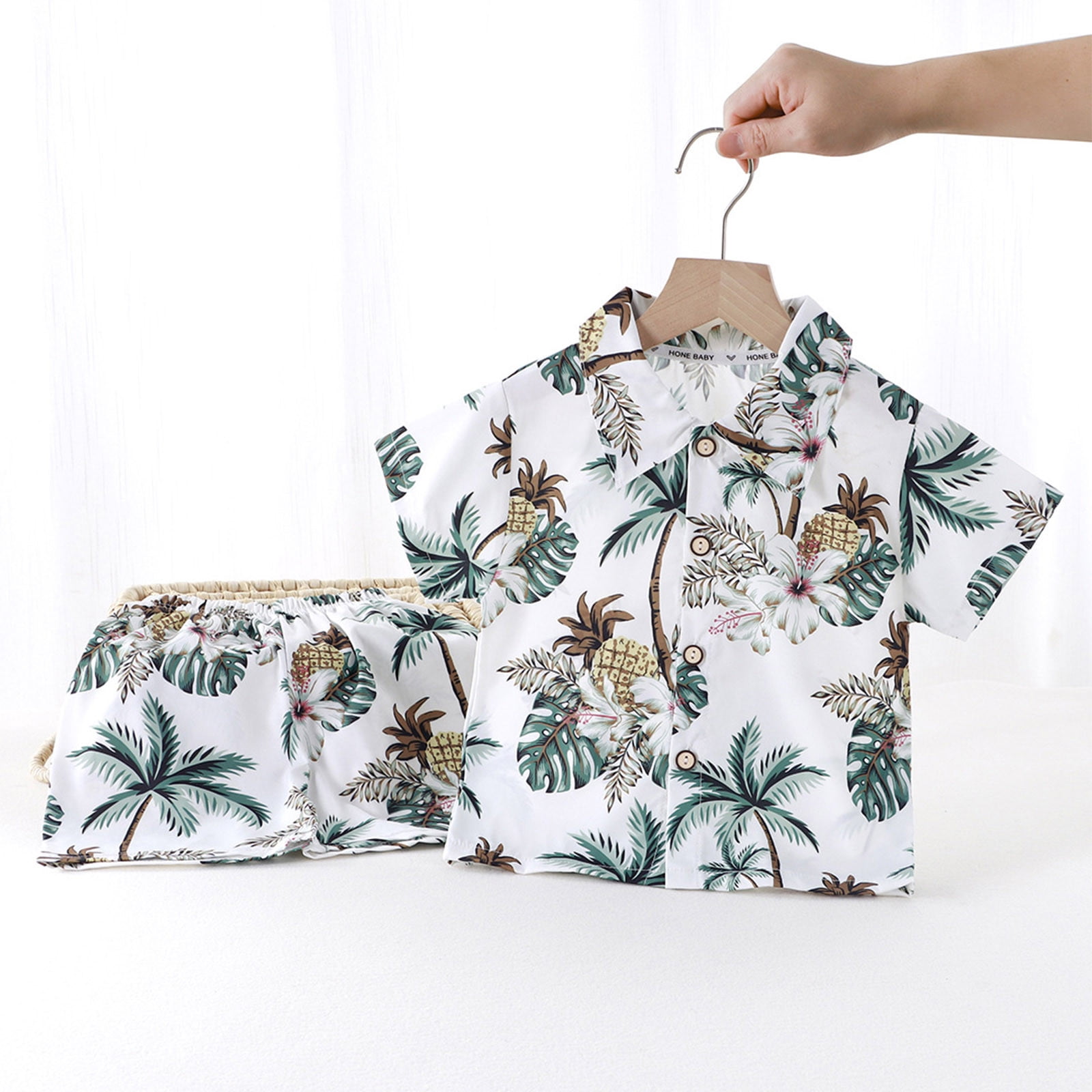 ATOGUTA Size 2-10 Years Boys Toddler Clothes Summer Beach Button-Down Shirt Top + Shorts for ...