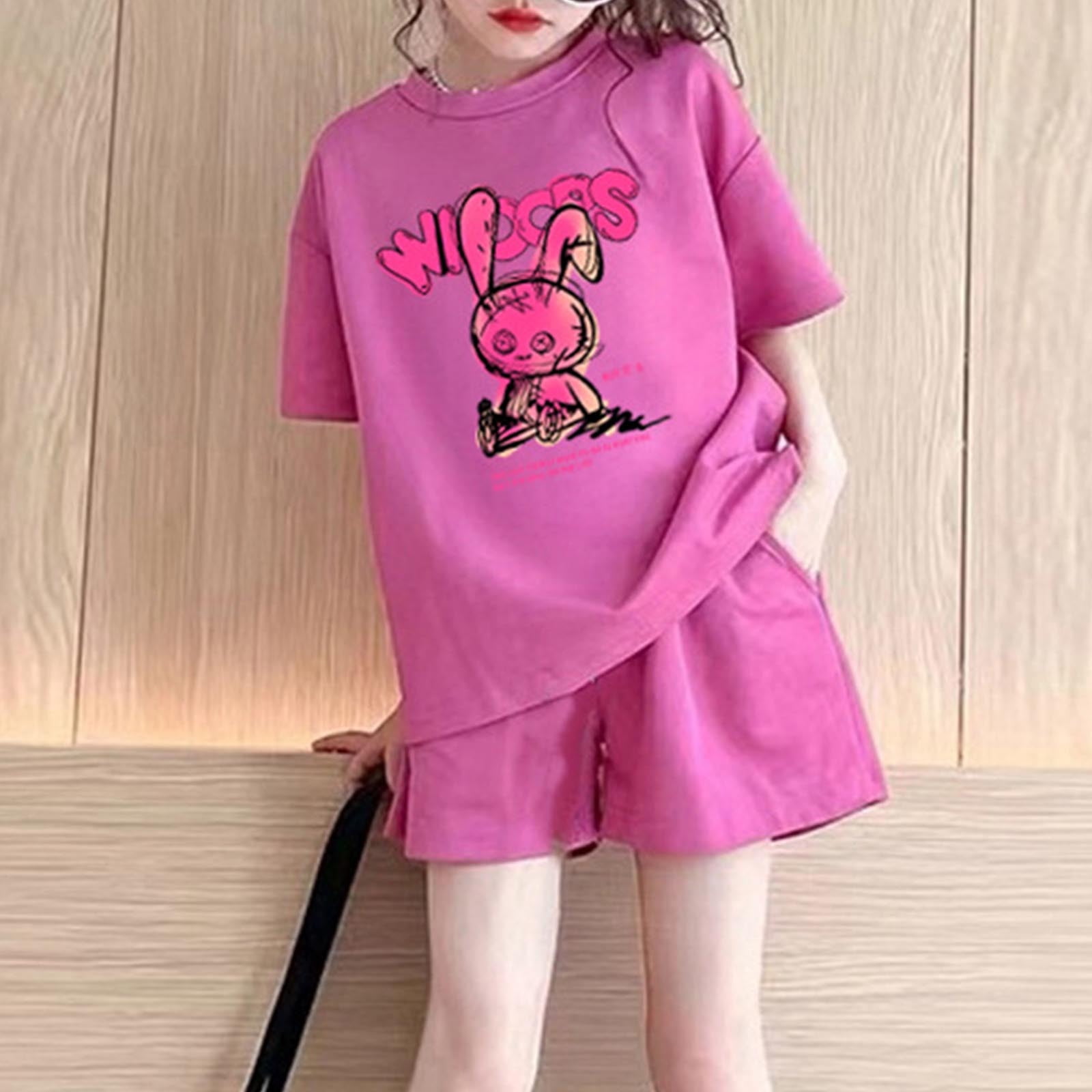 ATOGUTA Size 2-12 Years Girls Two Piece Sets Short Sleeve Tshirts and ...