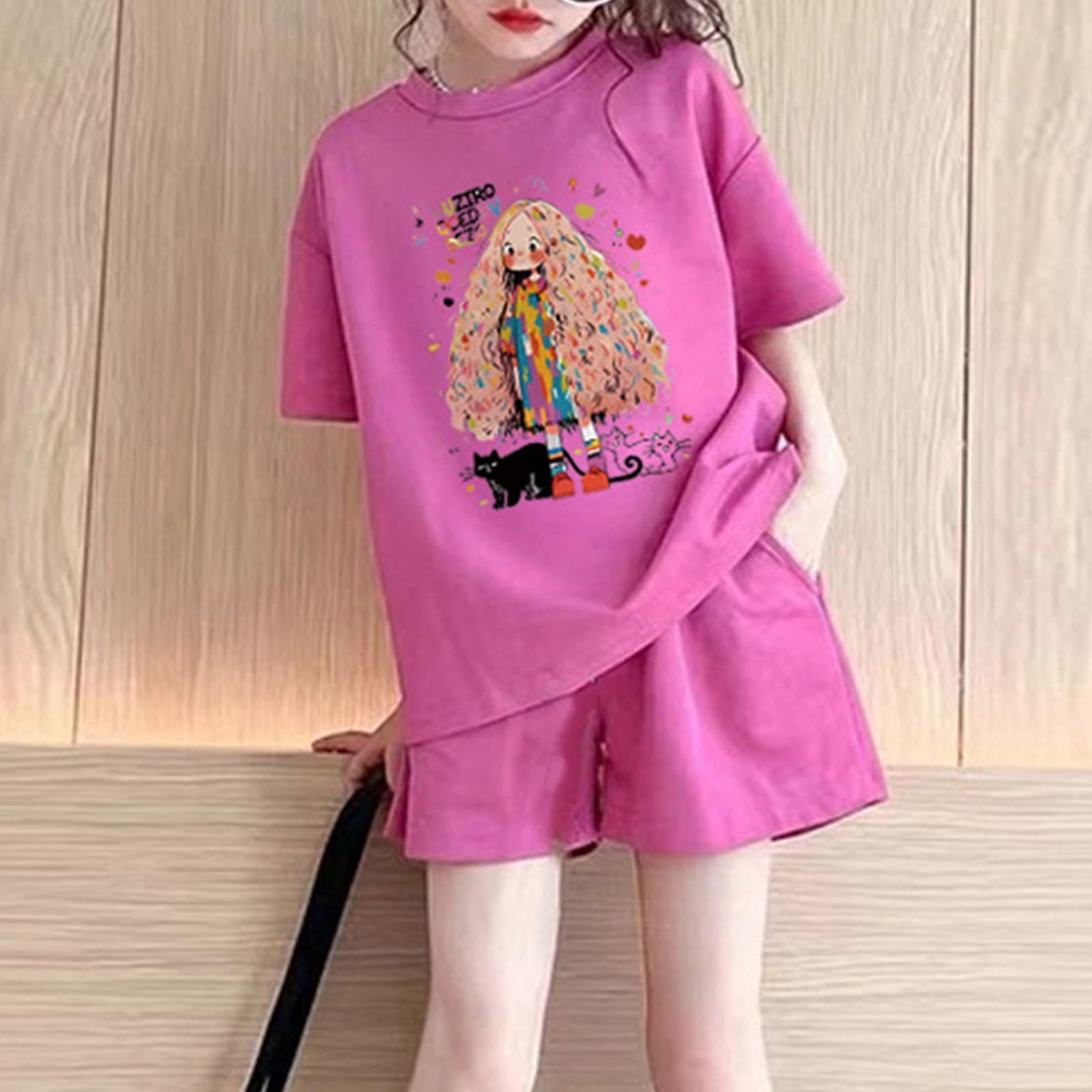 ATOGUTA Size 2-12 Years Teen Girls Clothes Short Sleeve Tshirts and ...