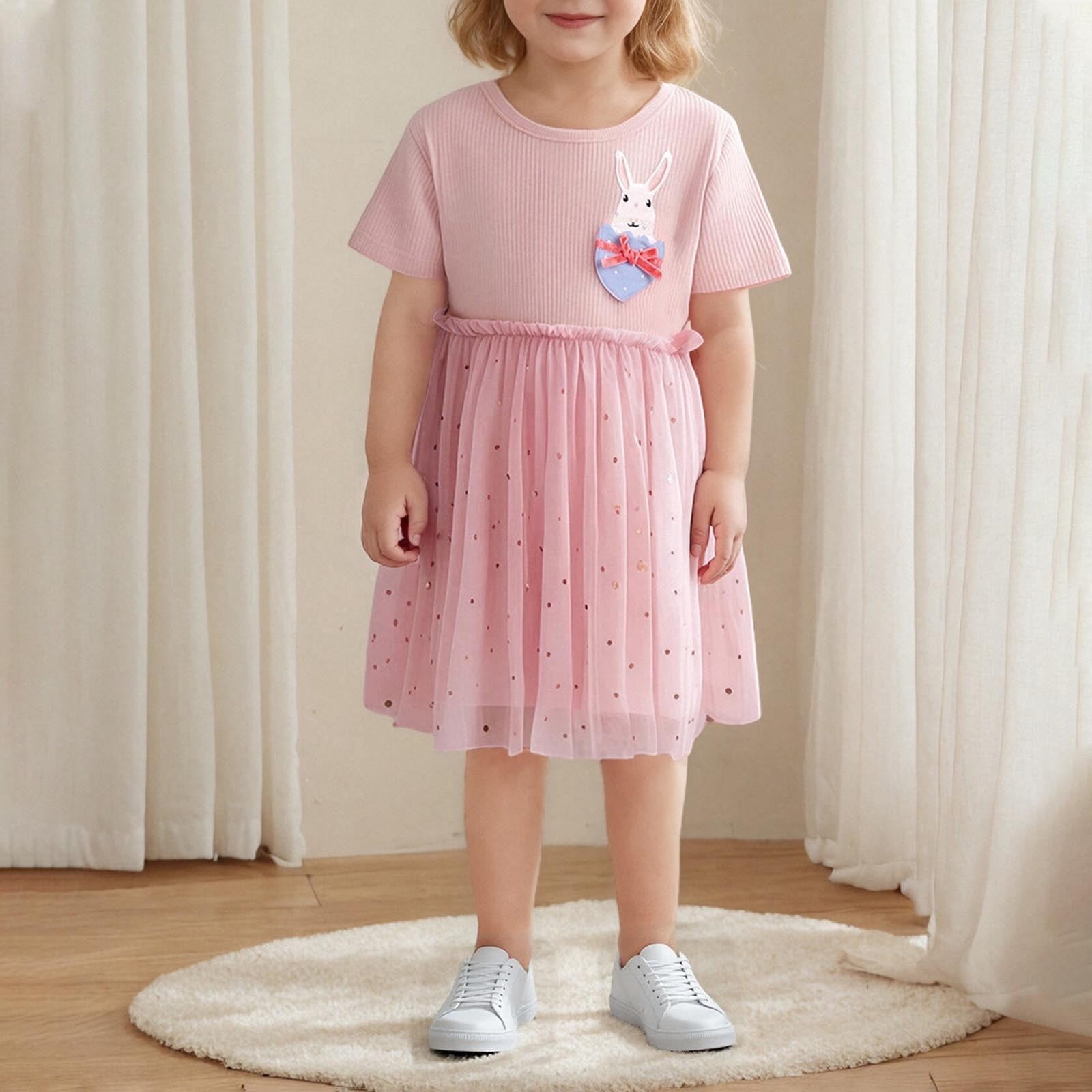 ATOGUTA Size 2T-8 Dresses for Girls Ruffle Tulle Dresses Cute Summer ...