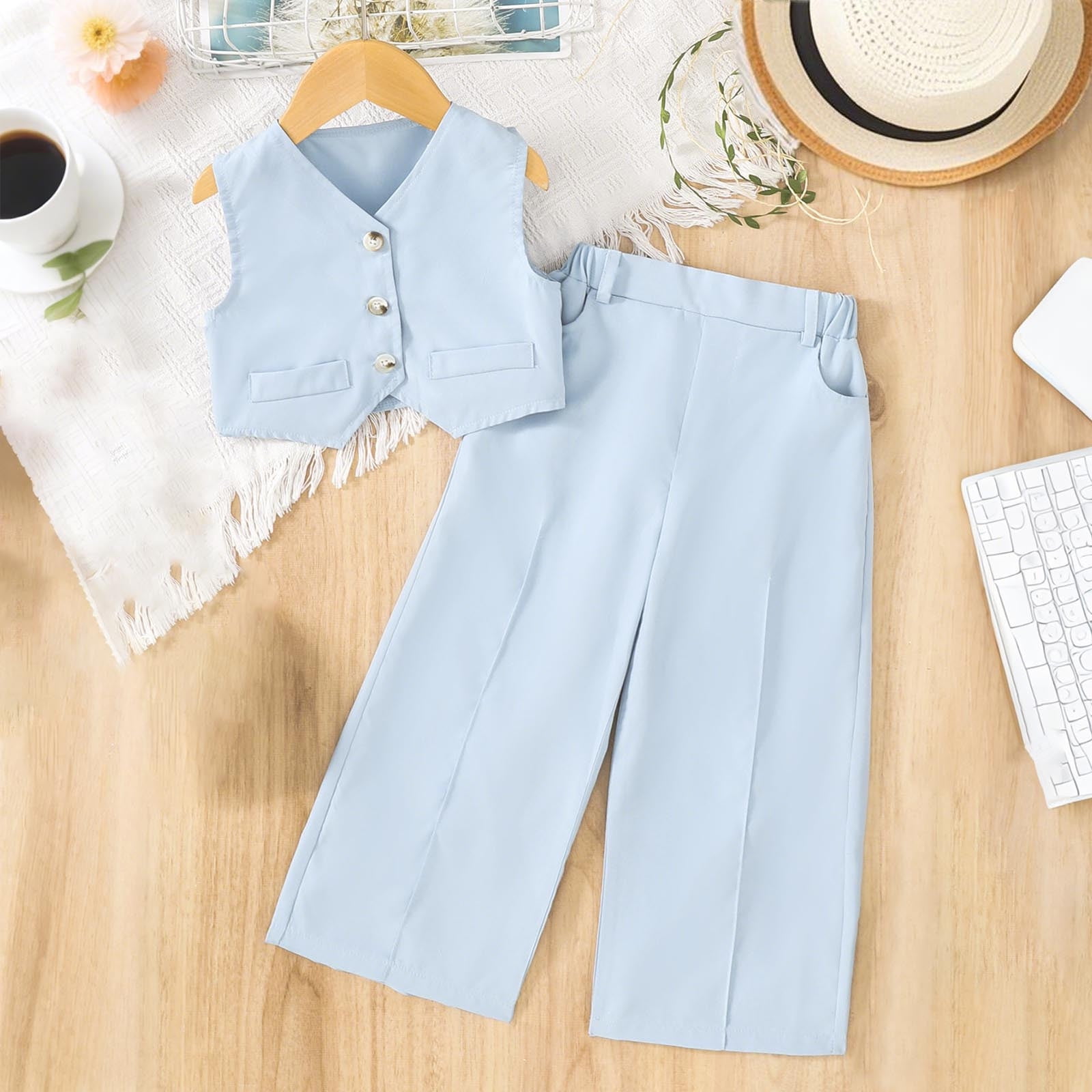 ATOGUTA Size 3-10 Years Girls Two Piece Sets Sleeveless Camisole Top ...