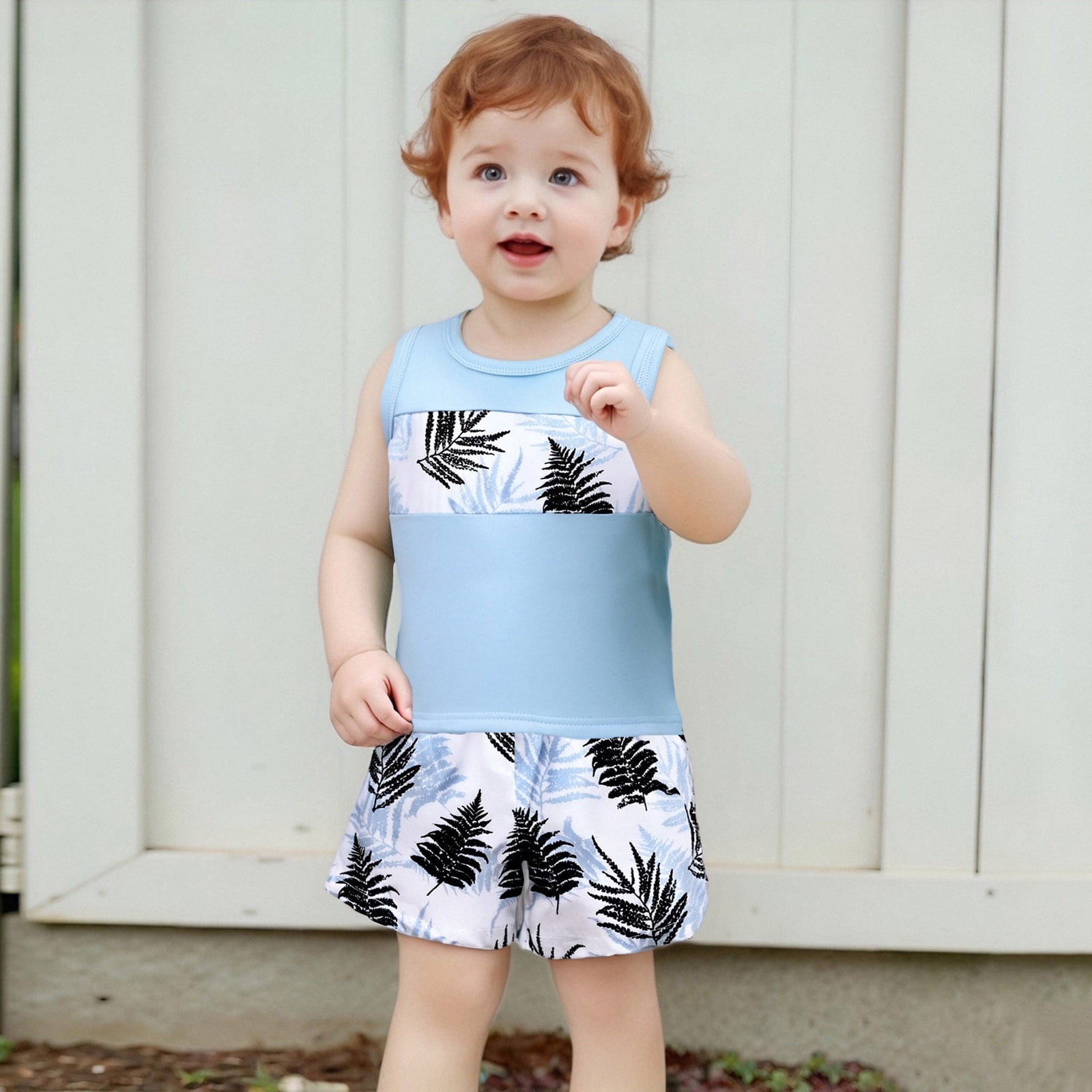 ATOGUTA Size 3M-2T Baby Boy Clothing Set Summer Beach Sleeveless ...