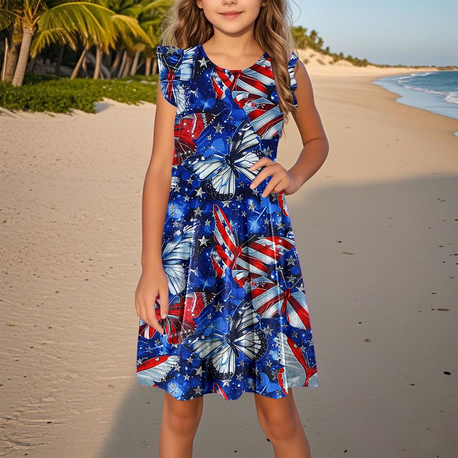 ATOGUTA Size 3T-10 Pageant Dresses for Girls Ruffle Sleeve Summer ...