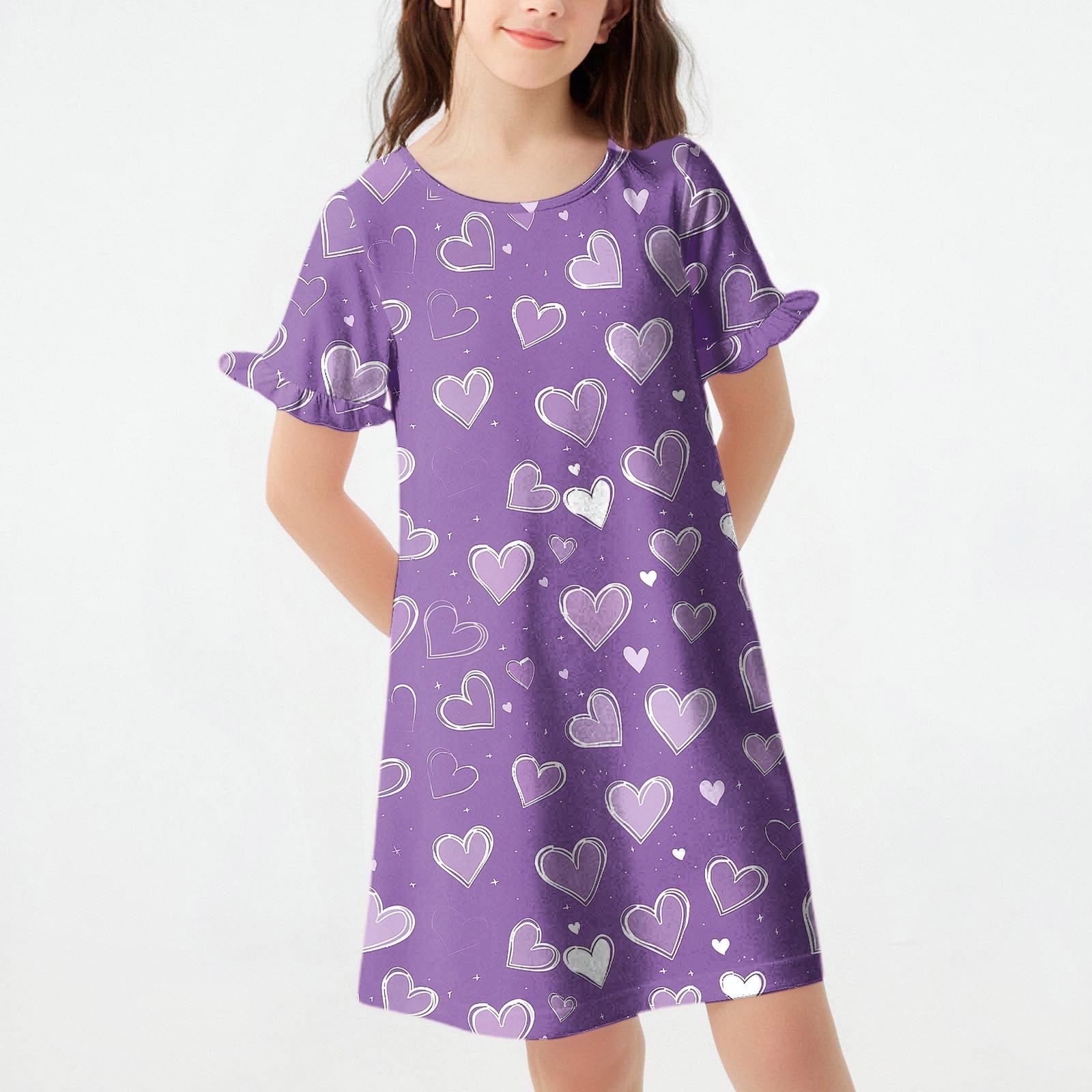 ATOGUTA Size 3T-12 Girls Pajamas Dress Summer Princess Nightgown Dress ...