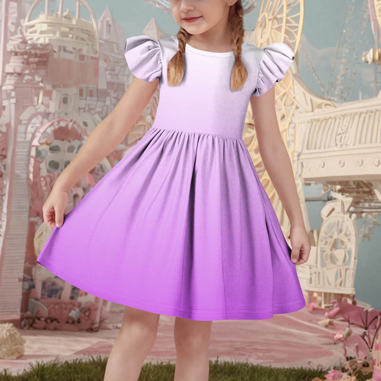 ATOGUTA Size 3T-14 Graduation Dresses for Girls Ruffle Sleeve Summer ...