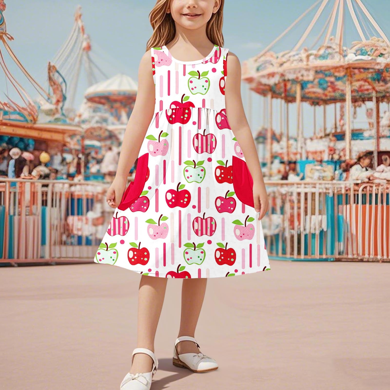 ATOGUTA Size 3T-14 Princess Dress for Little Girls Casual Sleeveless Dresses Summer Twirly ...
