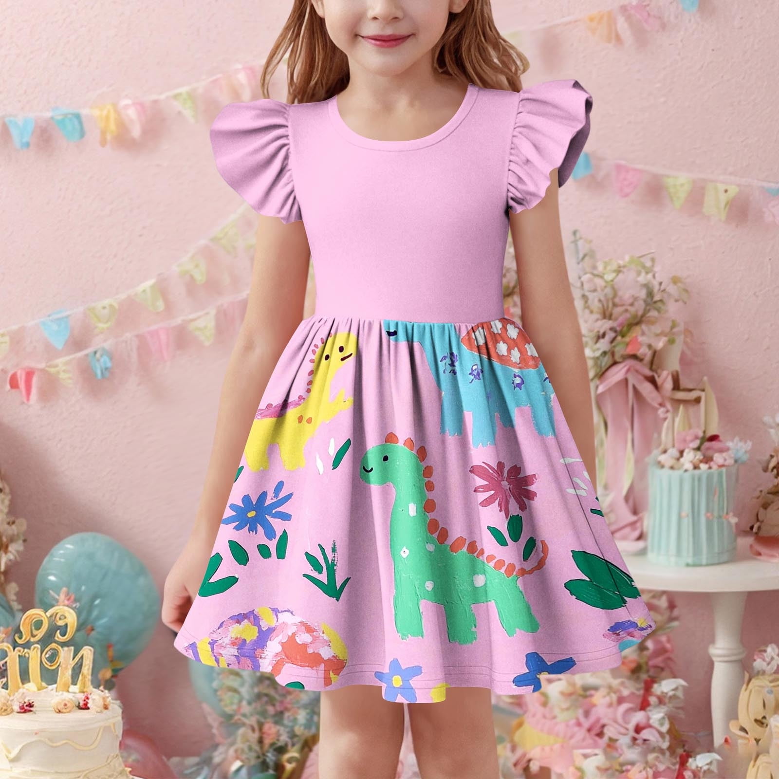 ATOGUTA Size 3T-14 formal Dress for Girls Ruffle Sleeve Summer Beach ...