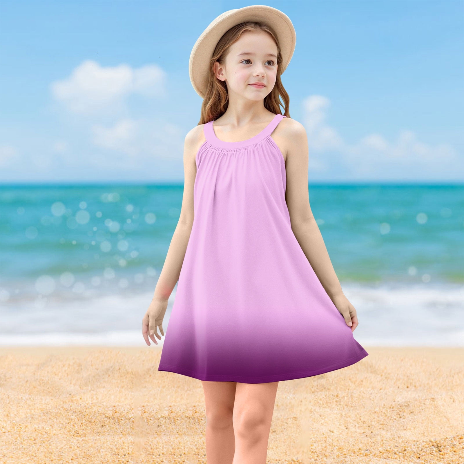 ATOGUTA Size 4T-14 Dress for Girls Summer Boho Sleeveless Camisole ...