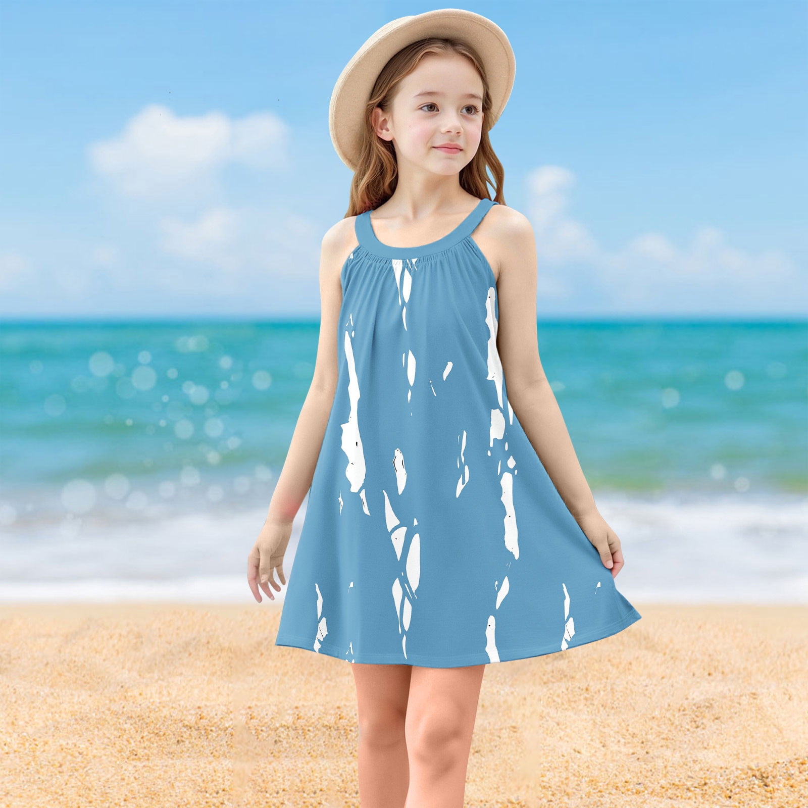 ATOGUTA Size 4T-14 Girls Casual Dress Summer Boho Sleeveless Camisole ...