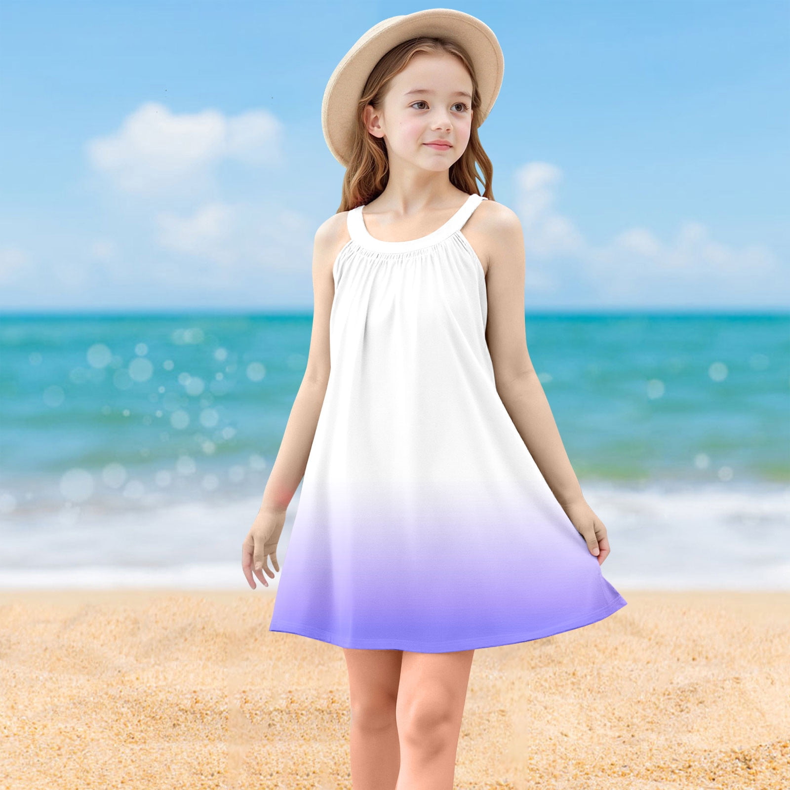 ATOGUTA Size 4T-14 Luau Dress for Girls Summer Boho Sleeveless Camisole ...
