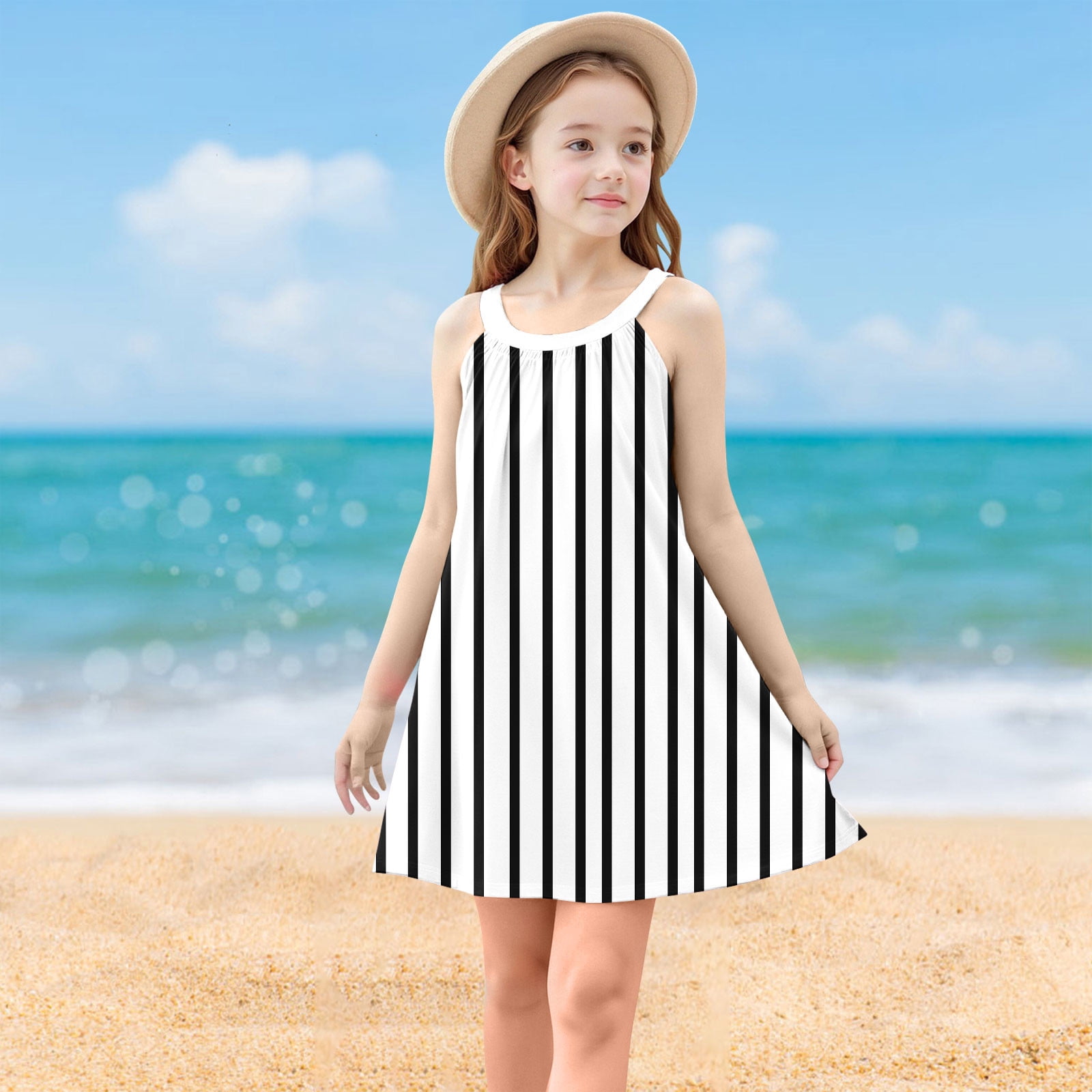 ATOGUTA Size 4T-14 Toddler Girls Dresses Summer Boho Sleeveless ...