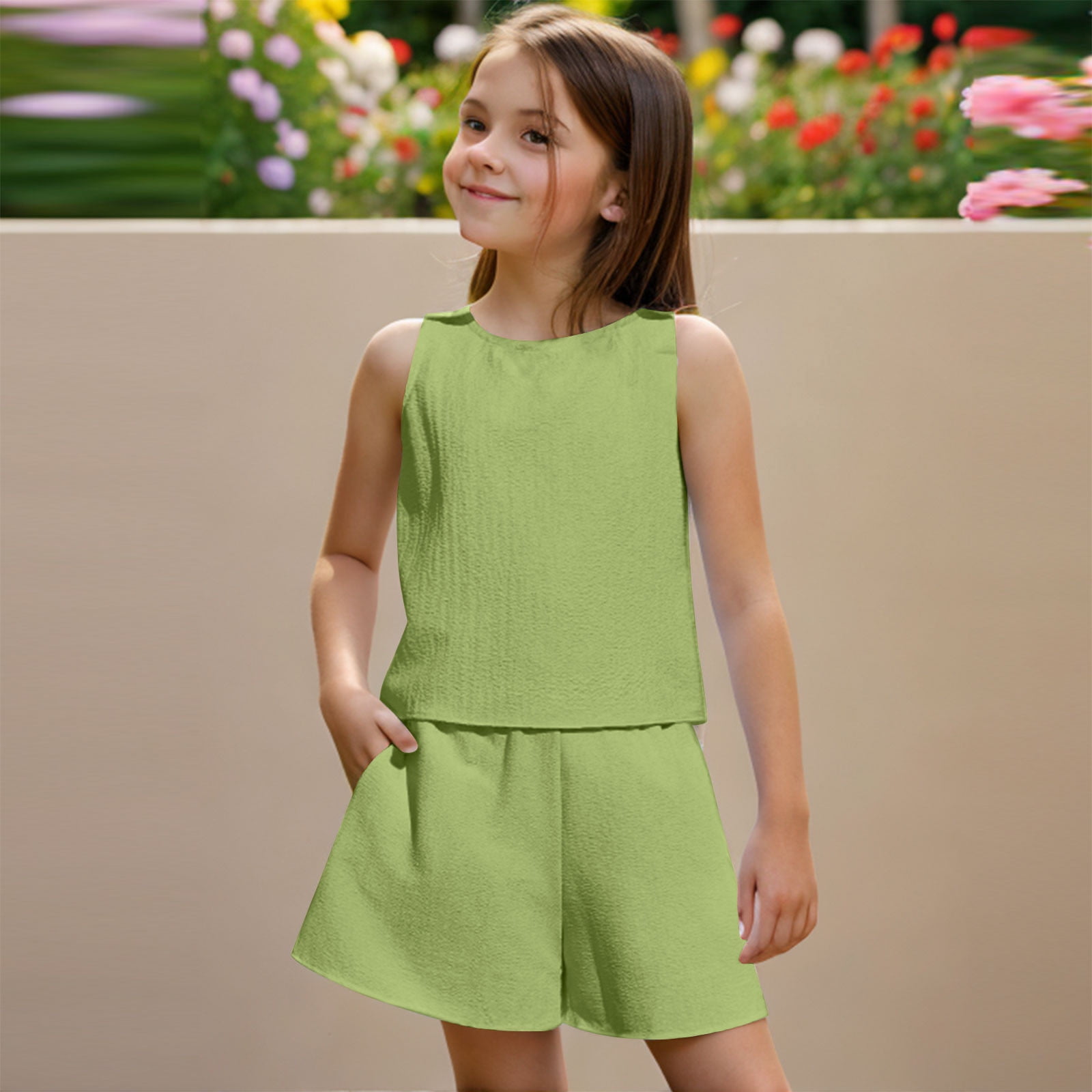 ATOGUTA Size 5-13 Years Girls 2 Piece Outfit Sleeveless Tops and ...