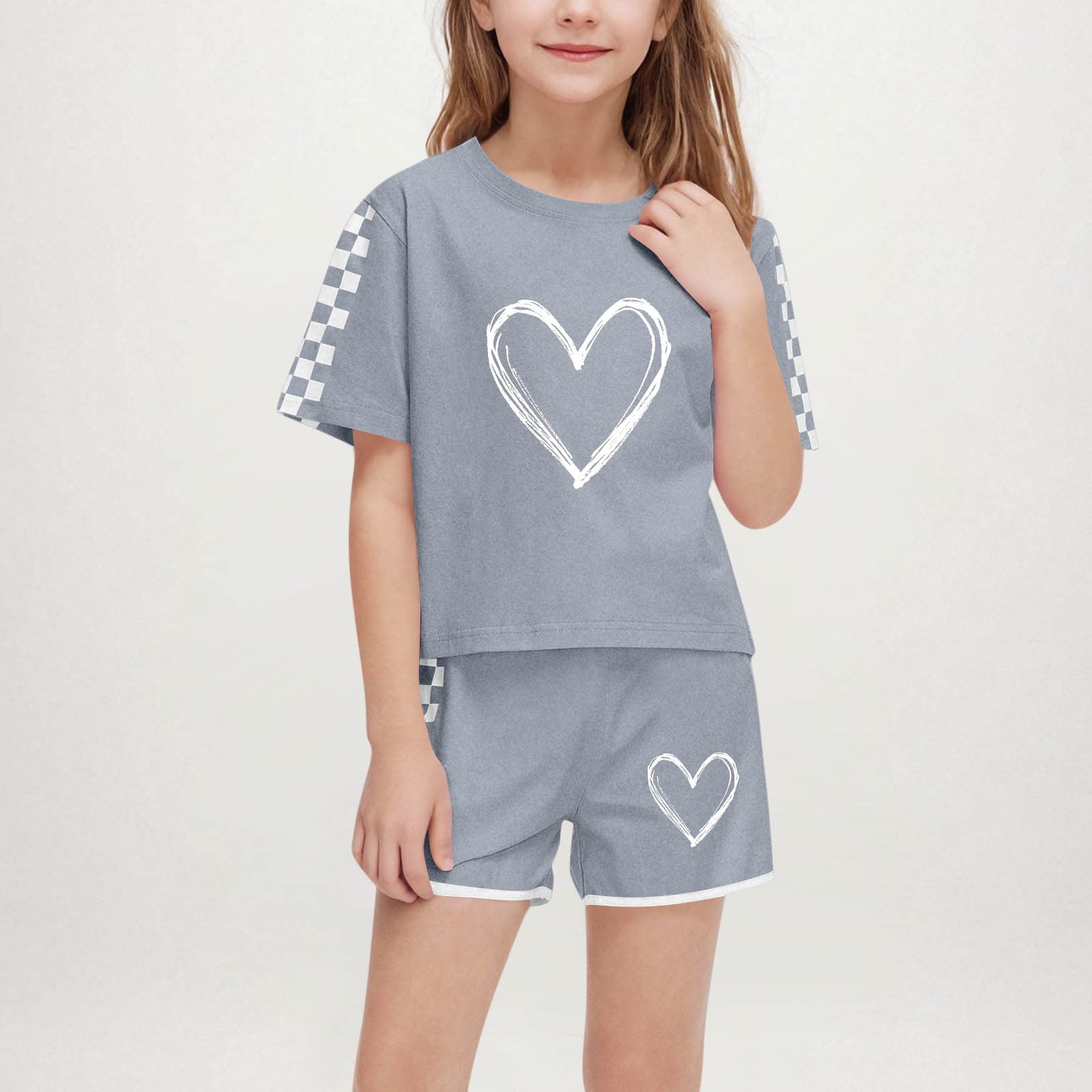 ATOGUTA Size 5-14 Years Girl's 2 Piece Outfits Kids Short Sleeve T ...