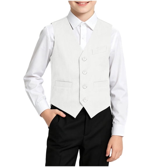 ATOGUTA Suit Vest for Boys Sleeveless Open Front Formal Coat Button ...