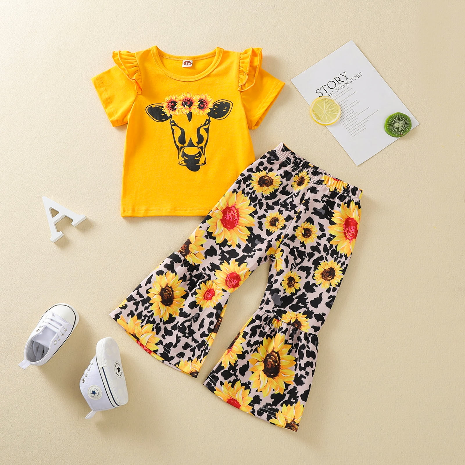 ATOGUTA Summer Savings Outfits for Teen Girls Short Sleeve Sunflower ...