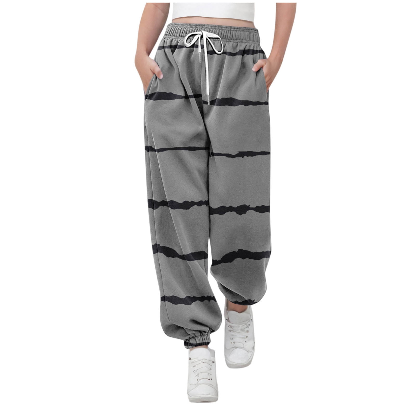 ATOGUTA Sweatpants for Girls Size 3T-14 Kids Striped Printed Drawstring ...