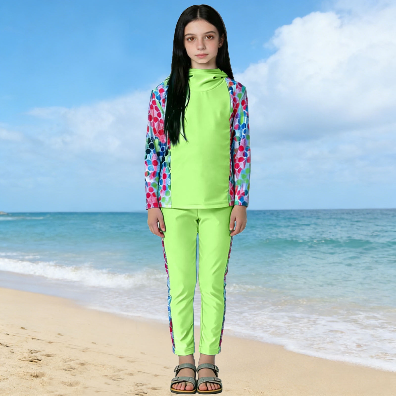 ATOGUTA Swim Suits For Girls Long Sleeves Swimsuit 2 Pieces Tankini ...