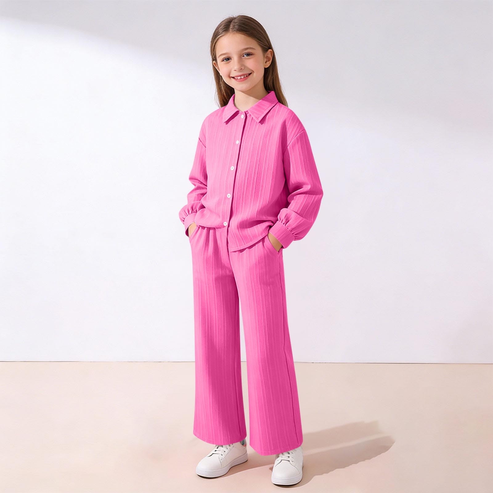 ATOGUTA Teen Girls Clothing Set Kids Sweatsuit Button Up Long Sleeve ...