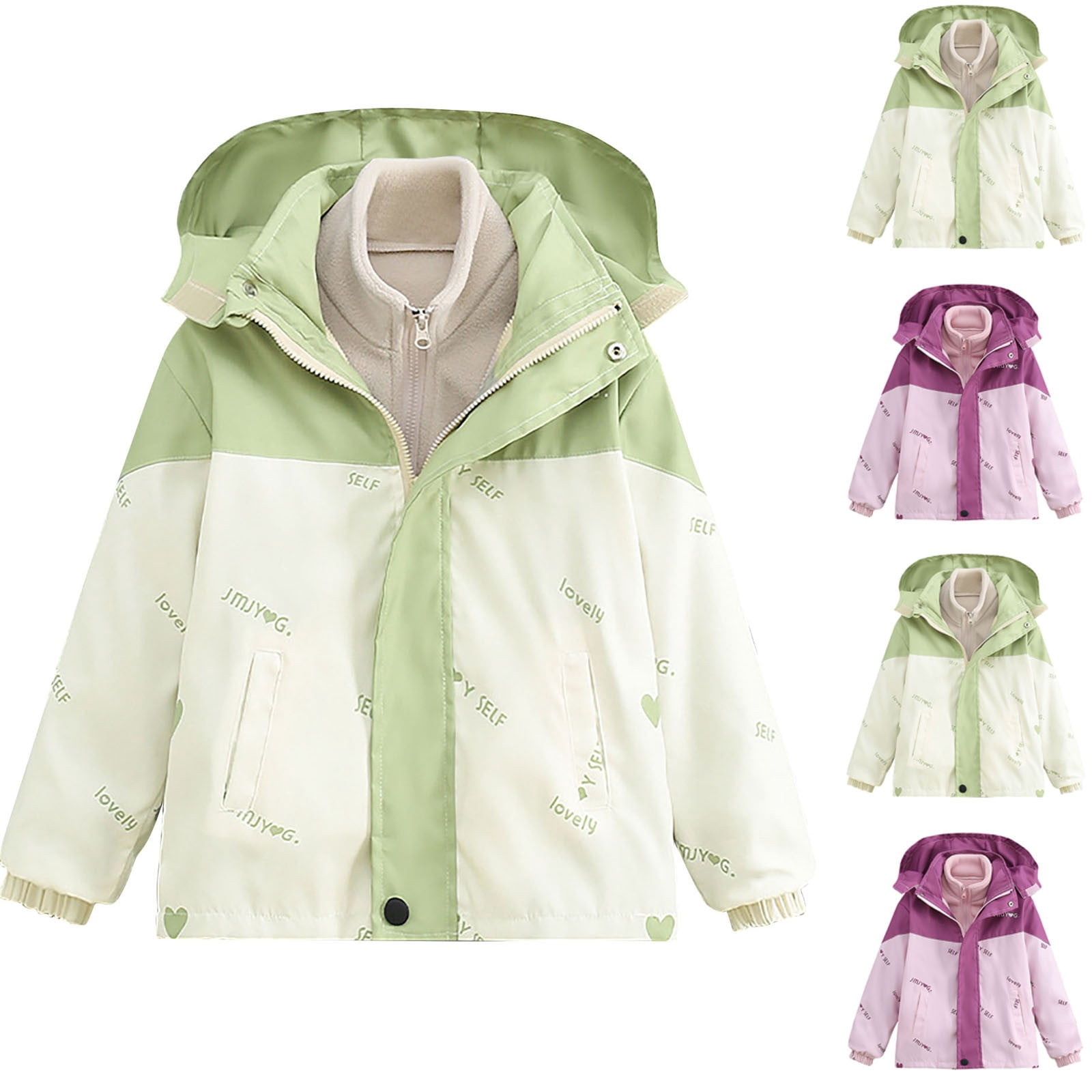 ATOGUTA Teen Jackets Girls Waterproof 3 in 1 Insulated Windbreaker Coat ...
