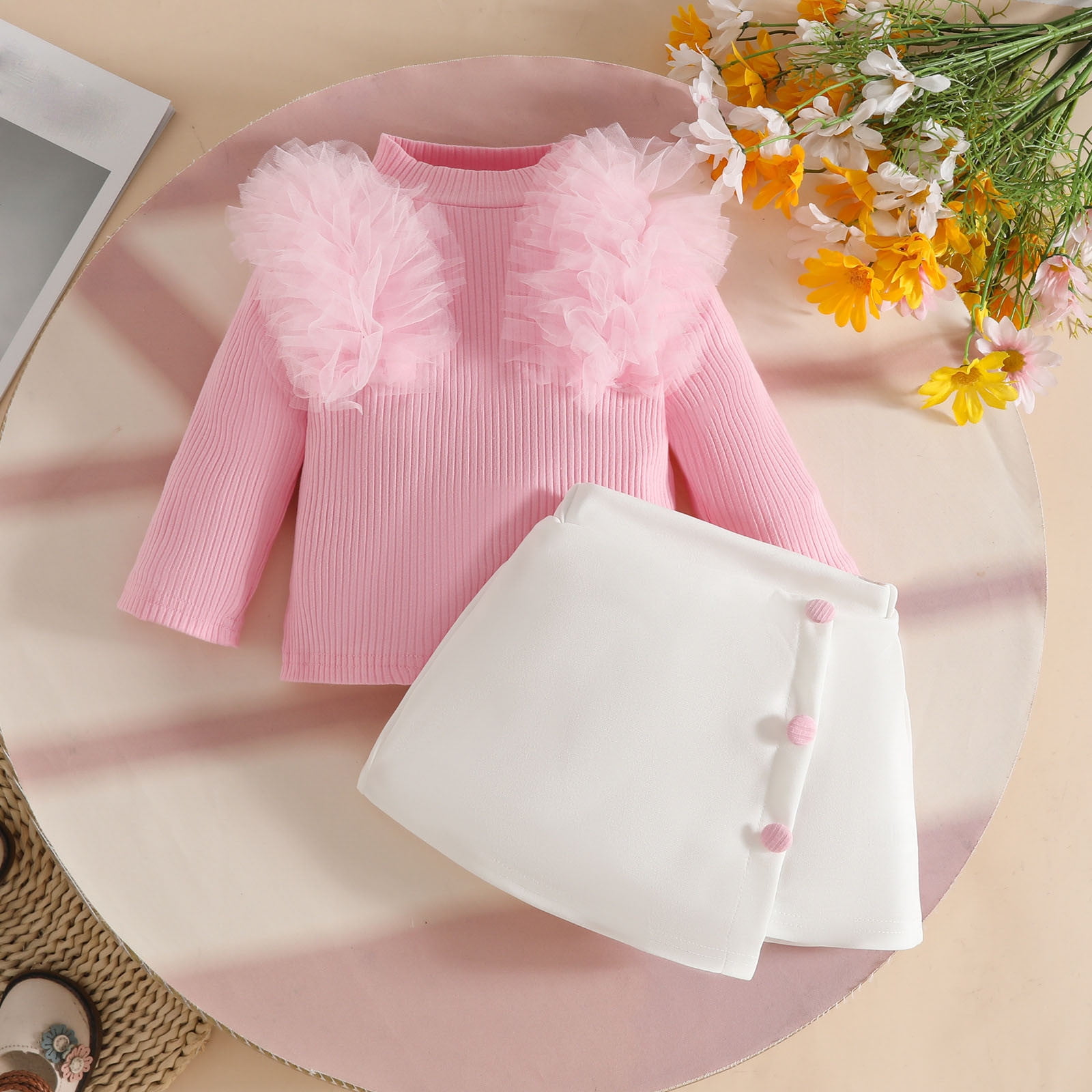 ATOGUTA Teen Outfits for Girls 2 Piece Long Sleeve Tops and Mini Skirt ...