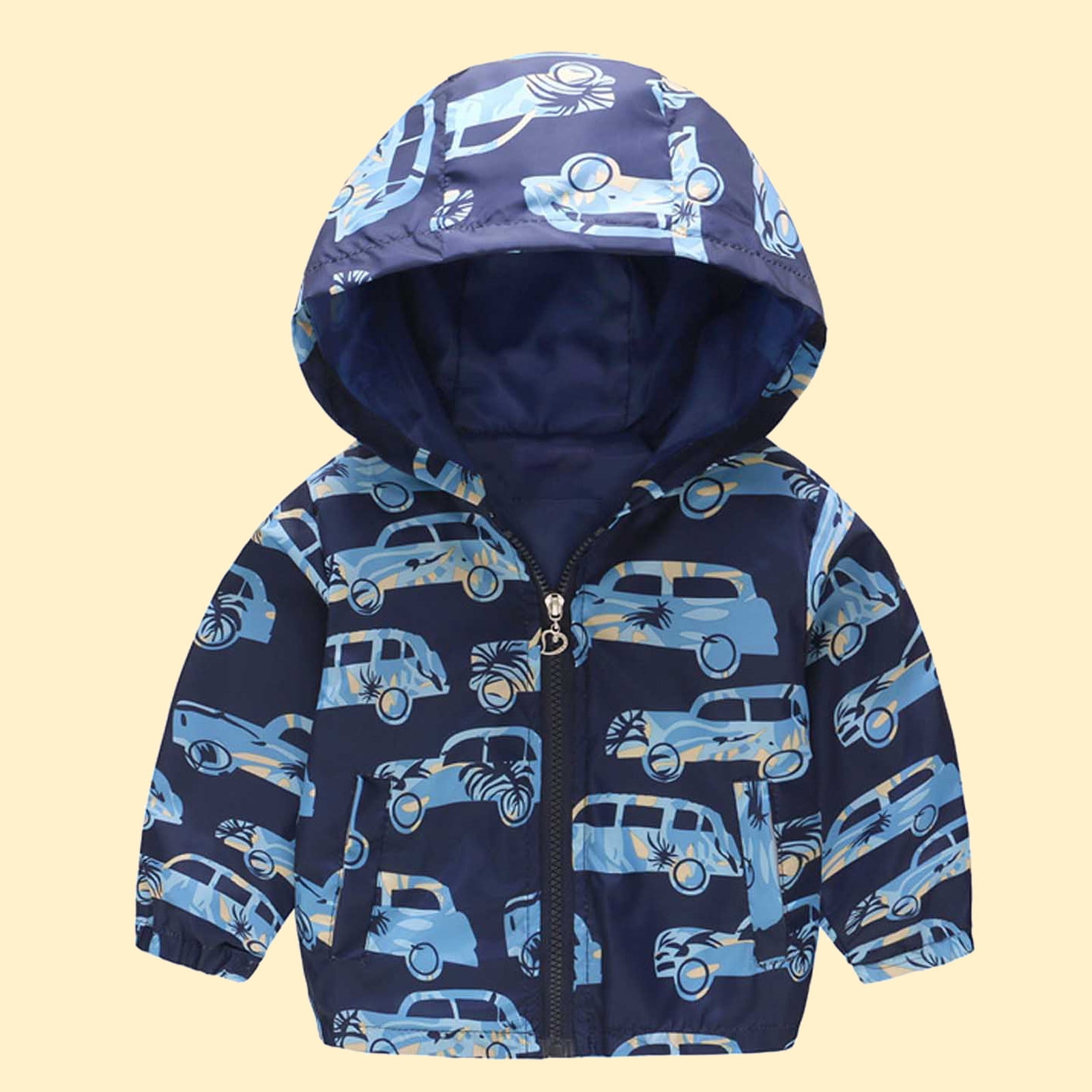 ATOGUTA Toddler Boy Winter Coat Cute Print Zip Jacket Hooded Trench ...