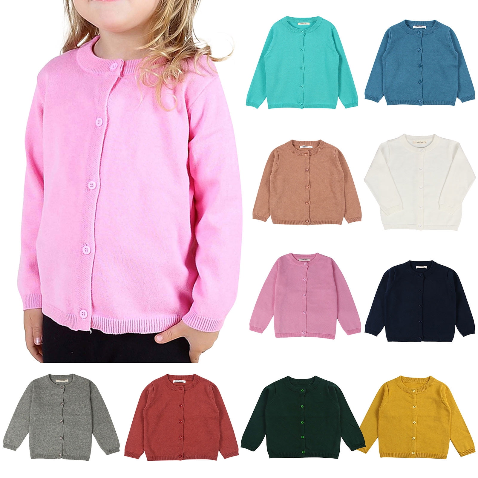 ATOGUTA Toddler Boys Girls Crewneck Cardigan Sweaters Long Sleeve Kids ...