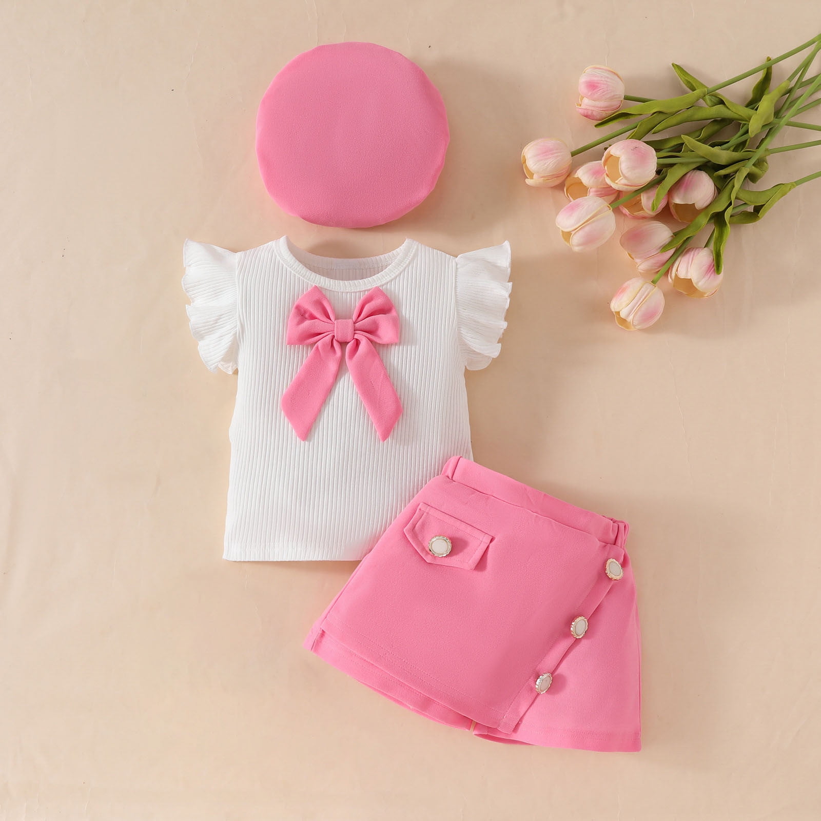 ATOGUTA Toddler Girls Dress Outfits Ruffle Sleeve Tops and Skirt with ...
